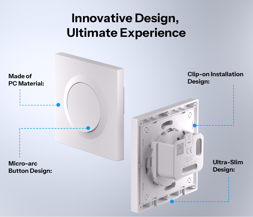 SONOFF E1GSL Wall Switch Enclosure Ultra-Slim PC Material Clip-on ...