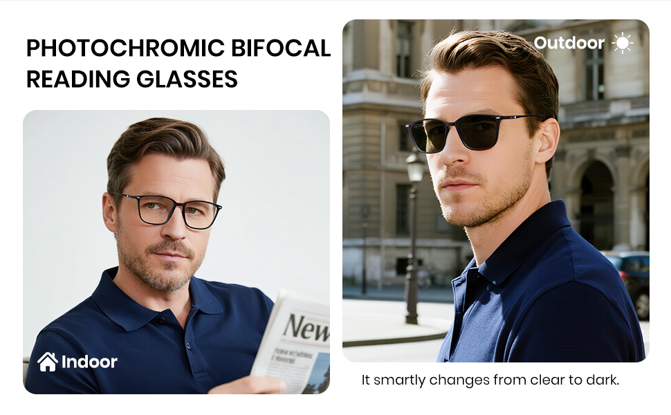 Cyxus Photochromic Multifocal Blue Light Blocking Reading Glasses ...