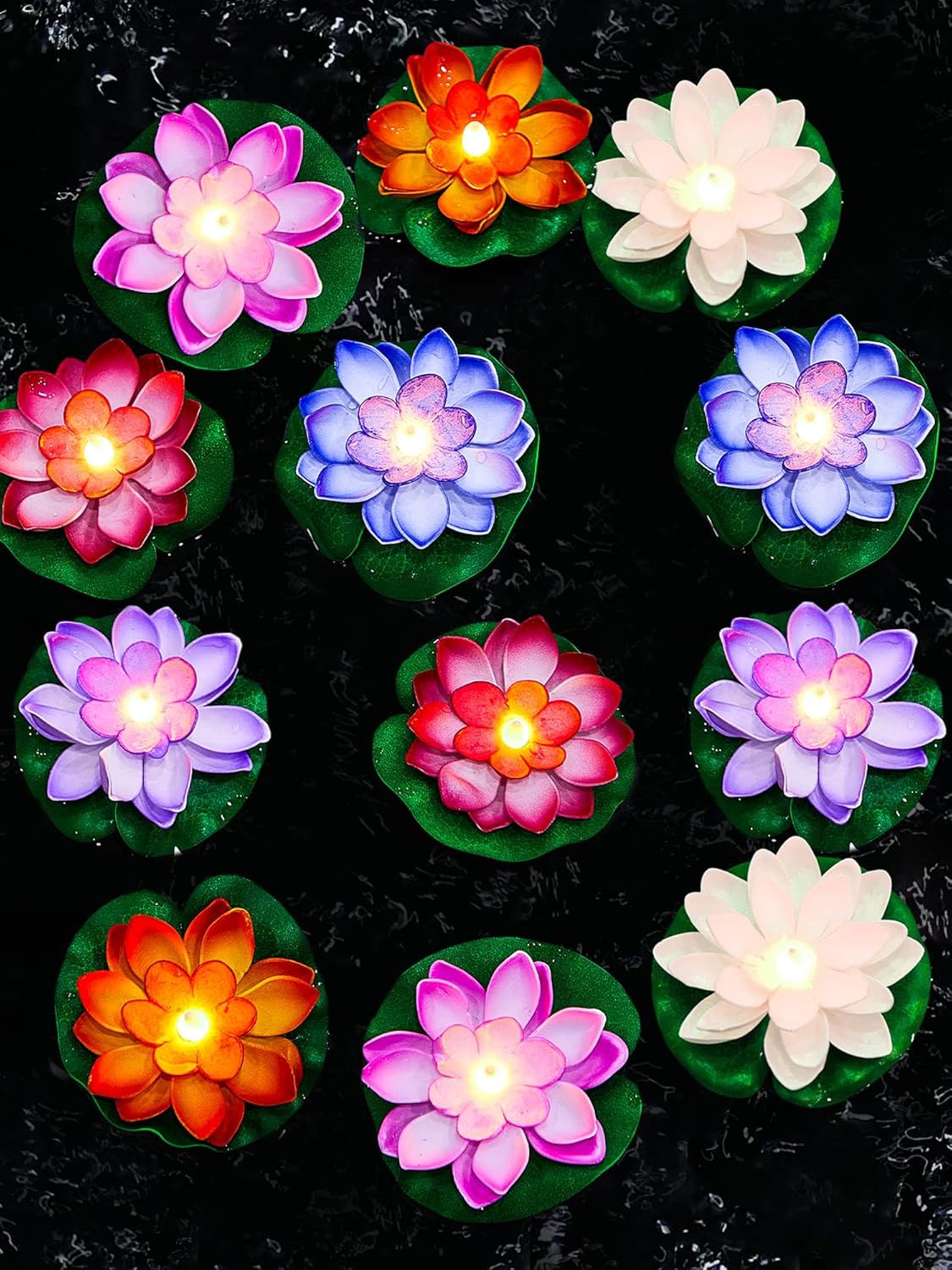 Diwali Floating Water Lotus Lamp Deepavali Floating Induction ...
