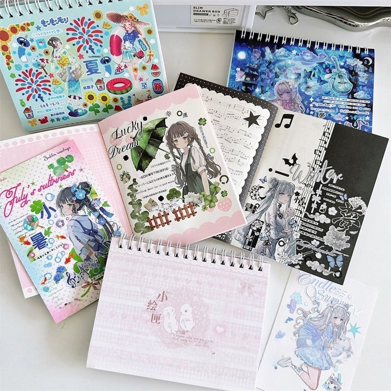 Small Drawing Box Anime Girl Character Sticker Book Little Animal Star ...
