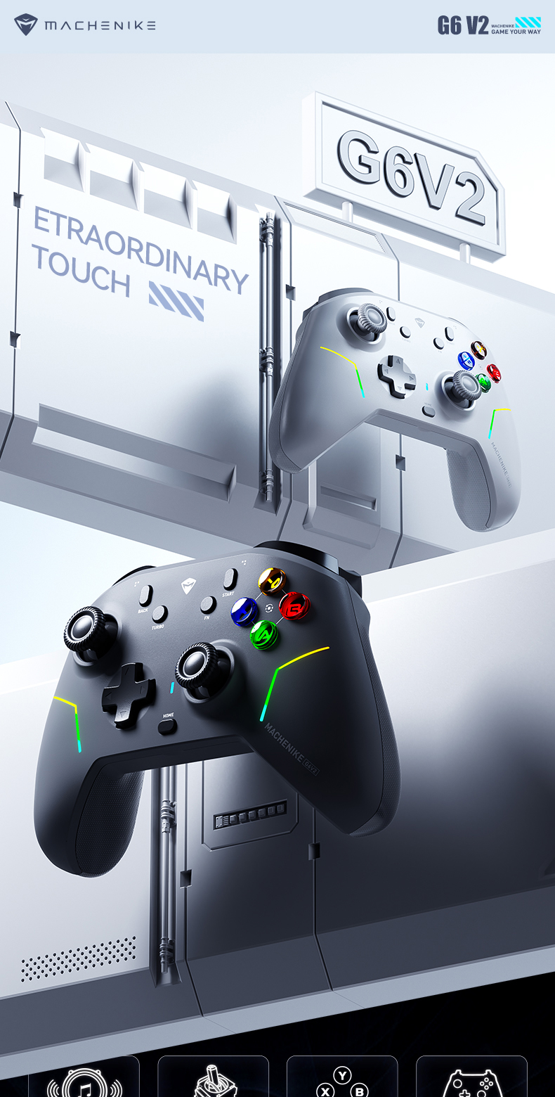 Machenike G6 V2 Tri-Mode Wireless Gamepad, ABXY Quick-Swap | Gyroscope ...
