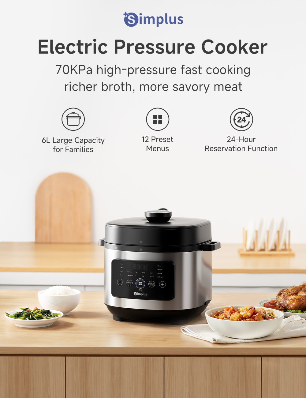 【NEW】Simplus 1000W 6L Rice Cooker丨Anti-Overflow & Anti-Clog丨70kPa High ...