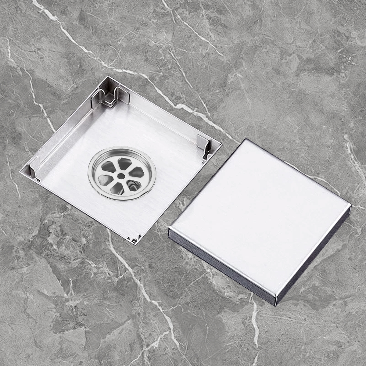 BAOMEMO Hidden Square Floor Drains SUS304 Stainless Steel Shower ...
