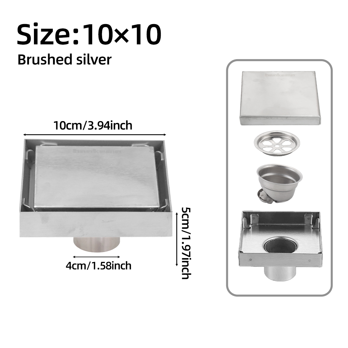 BAOMEMO Hidden Square Floor Drains SUS304 Stainless Steel Shower ...