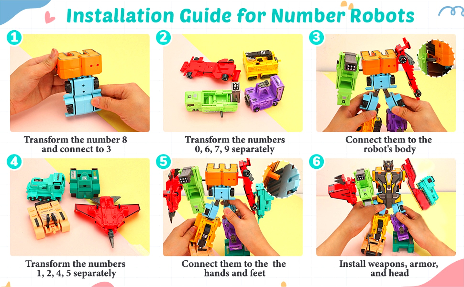 10-in-1 Transformers Number Robot Toys Robocar Early Educational ...