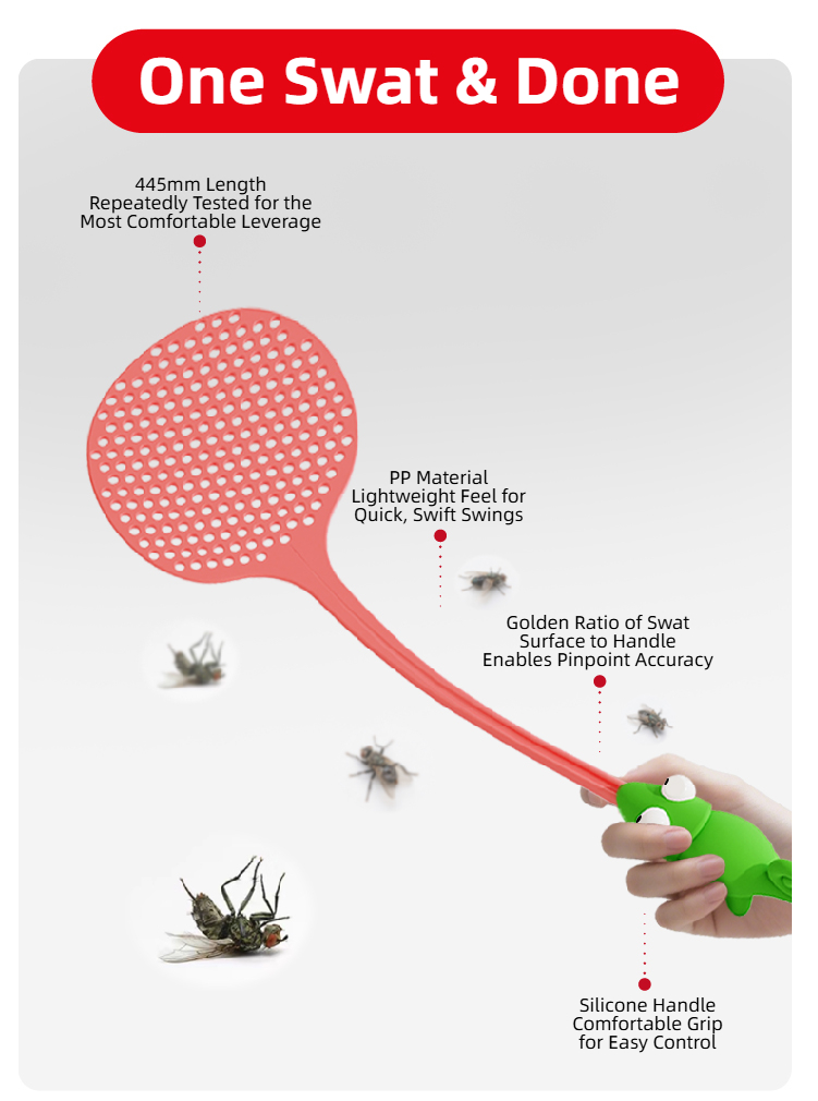 Joie Chameleon Fly Swatter Durable Mesh Plastic Long Handle Mosquito ...