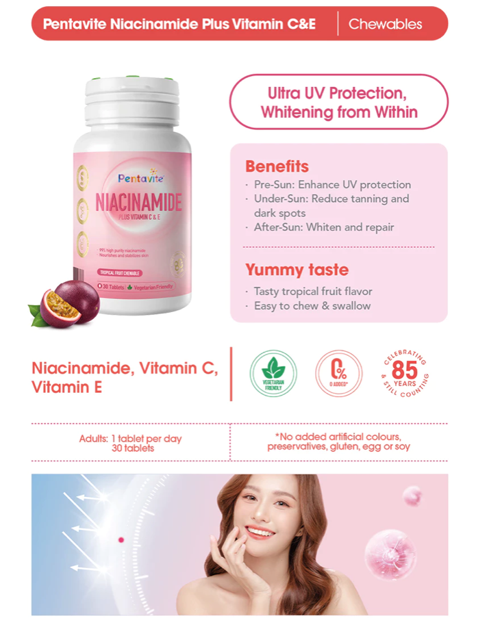 【Beauty Supplement】Pentavite Women Multivitamin/Niacinamide/Glutathione ...