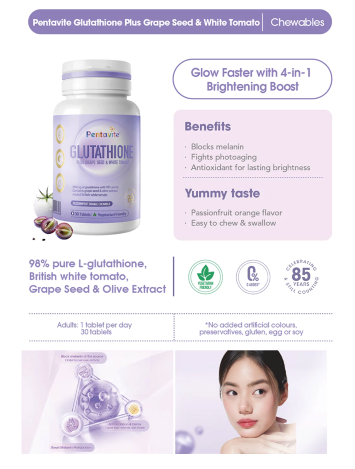 【Beauty Supplement】Pentavite Women Multivitamin/Niacinamide/Glutathione ...