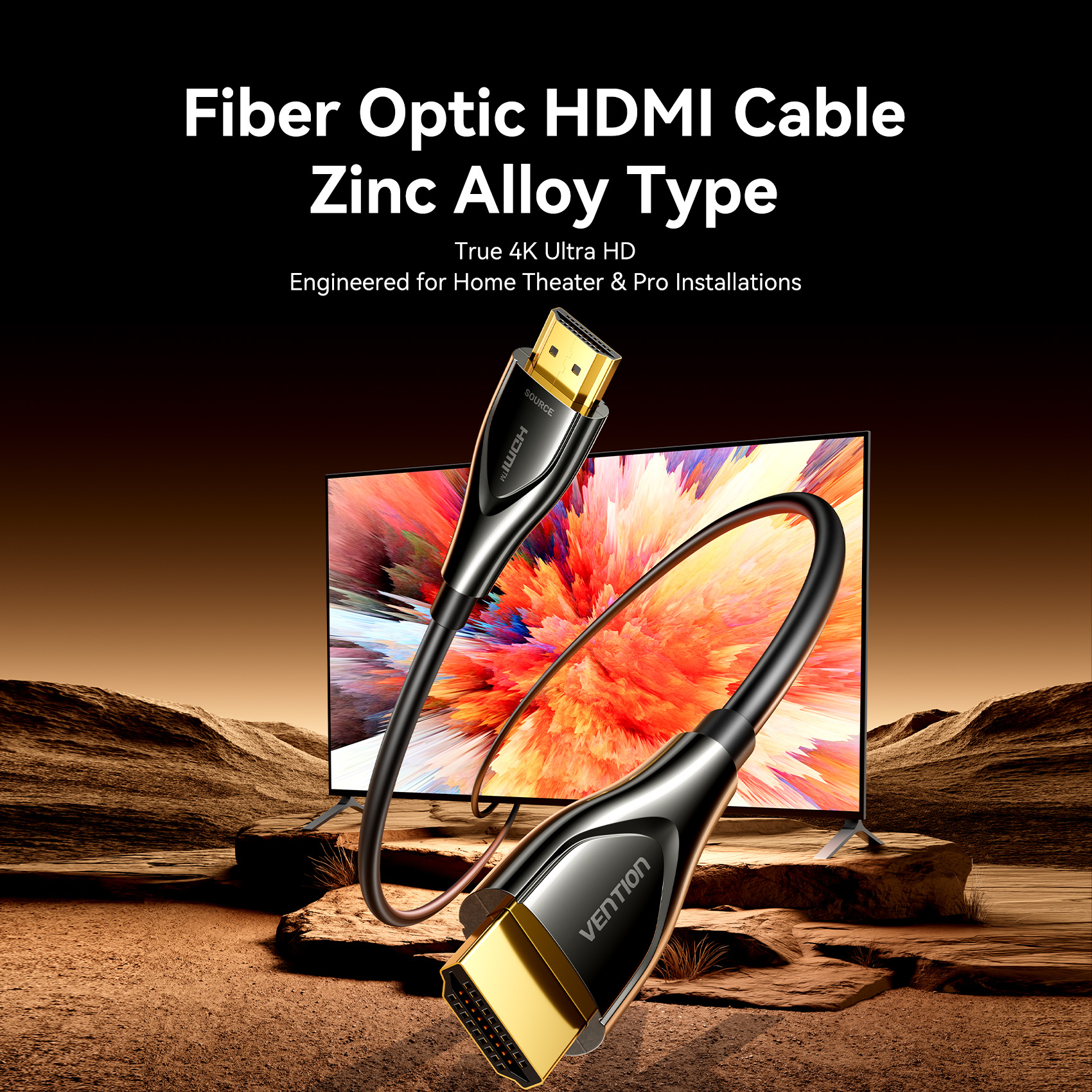 Vention 100m Fiber Optic HDMI Cable 4K 60Hz Ultra High Speed HDR eARC ...