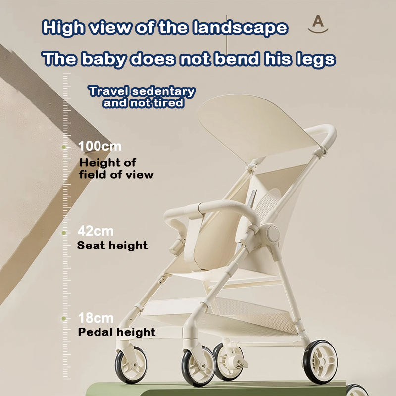 Beige Stroller Baby Foldable 2.9kg Magic stroller 4 wheels Ultra ...