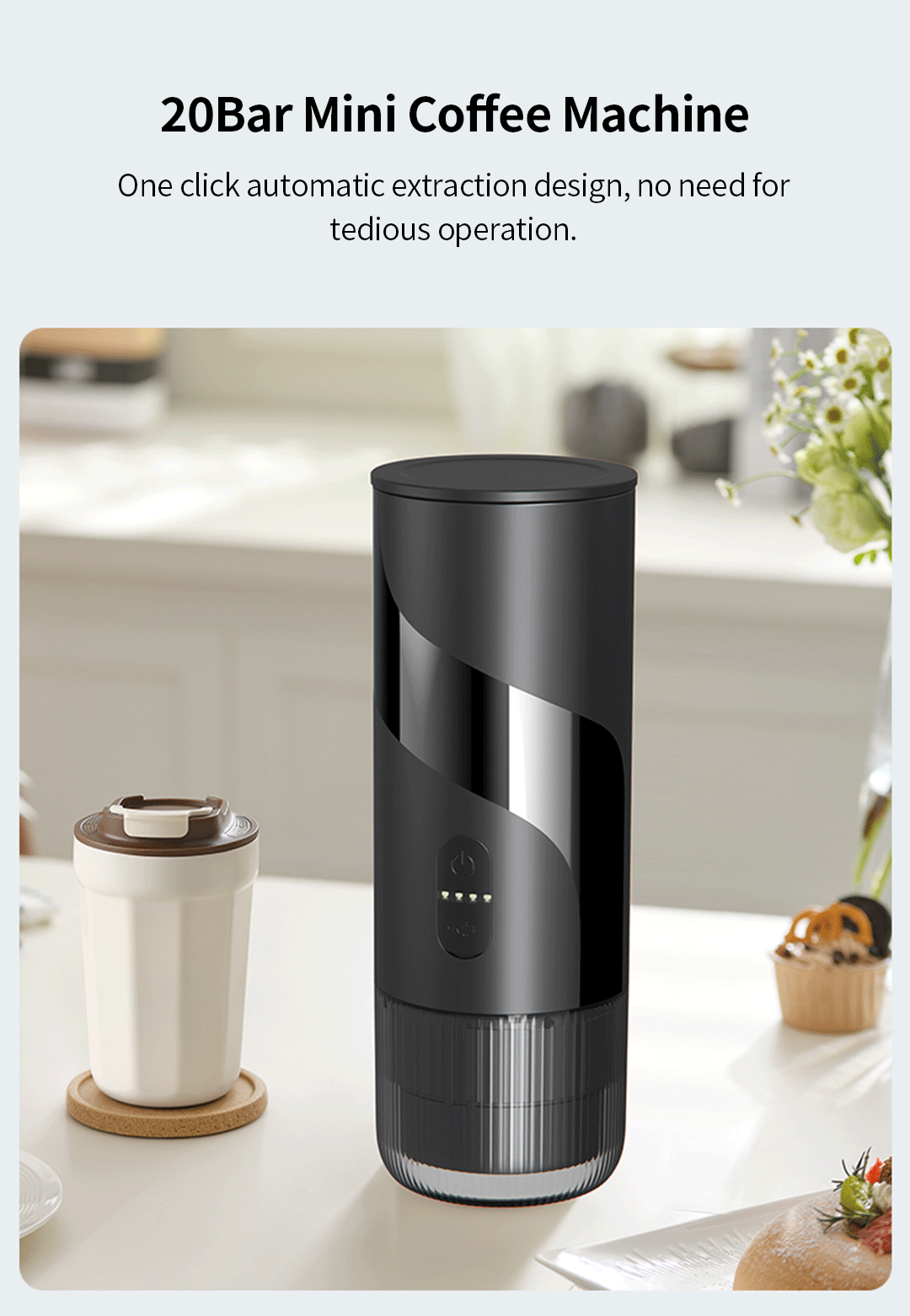 CLITON 2-in-1 Wireless Electric Espresso Coffee Machine 20Bar Mini ...