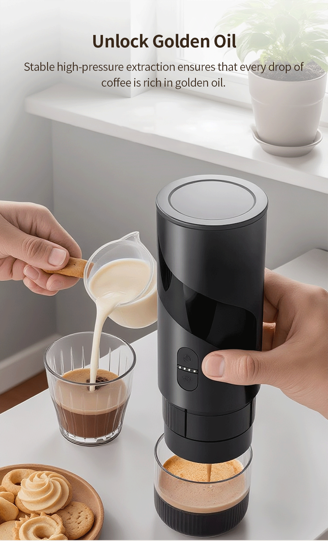 CLITON 2-in-1 Wireless Electric Espresso Coffee Machine 20Bar Mini ...