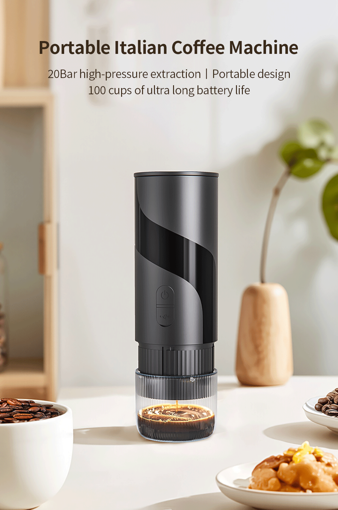 CLITON 2-in-1 Wireless Electric Espresso Coffee Machine 20Bar Mini ...
