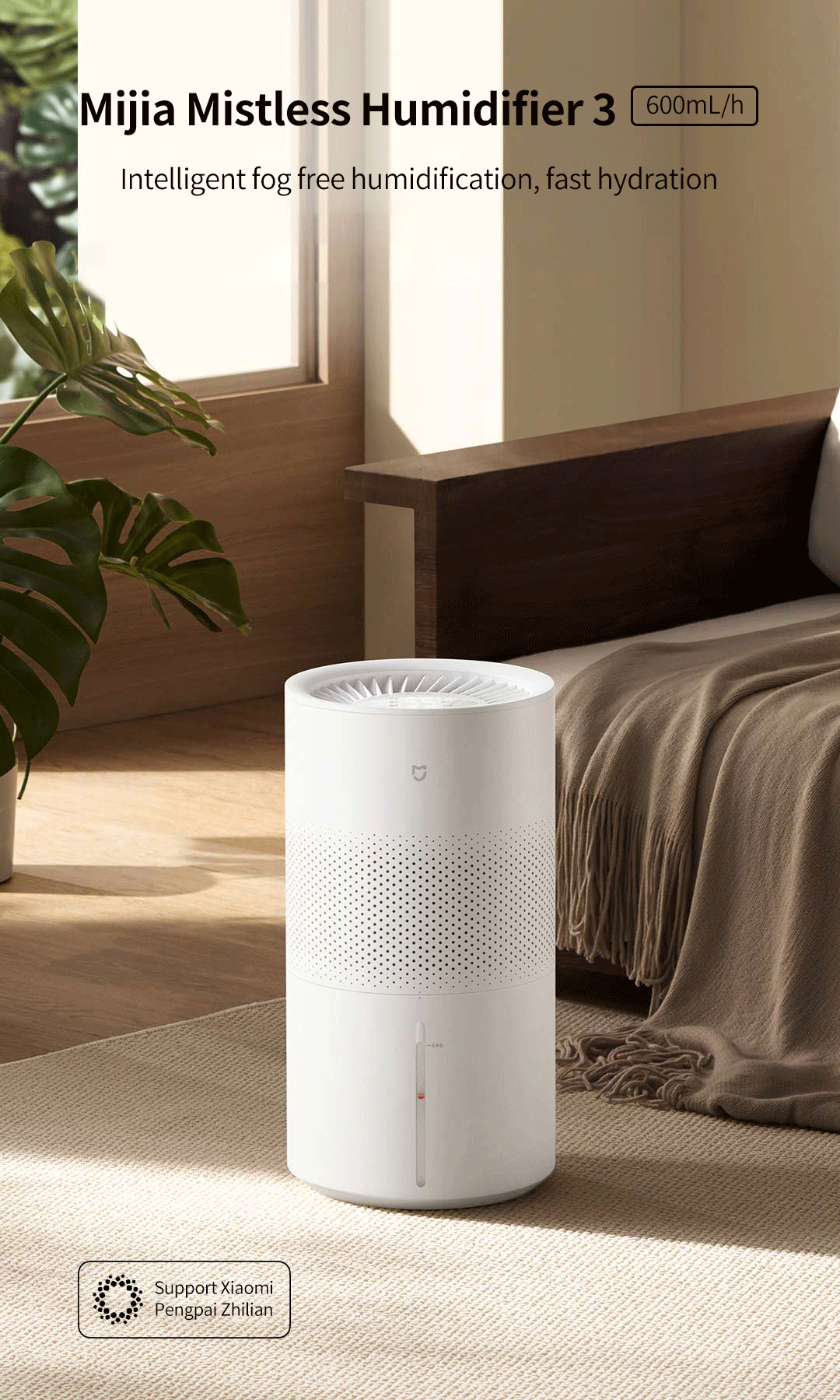 Mijia 5L Mistless Humidifier 3 (600mL/h) 99% Strong Antibacterial Supports Xiaomi HyperOS ...
