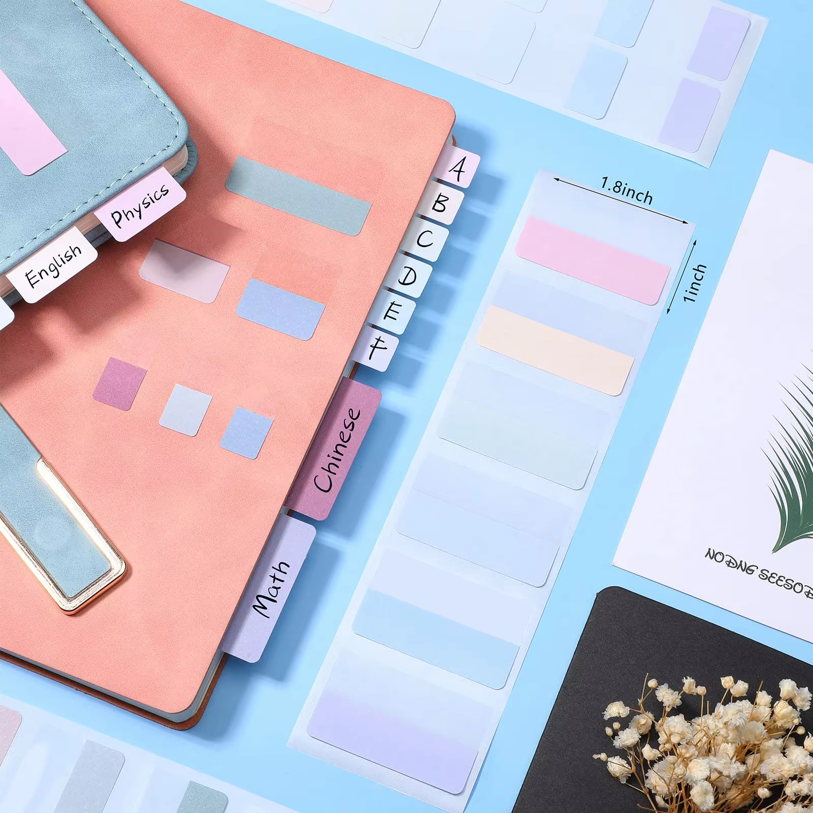 Set of 50-Sheet Colorful Index Tabs – Bright Page Markers & Sticky ...