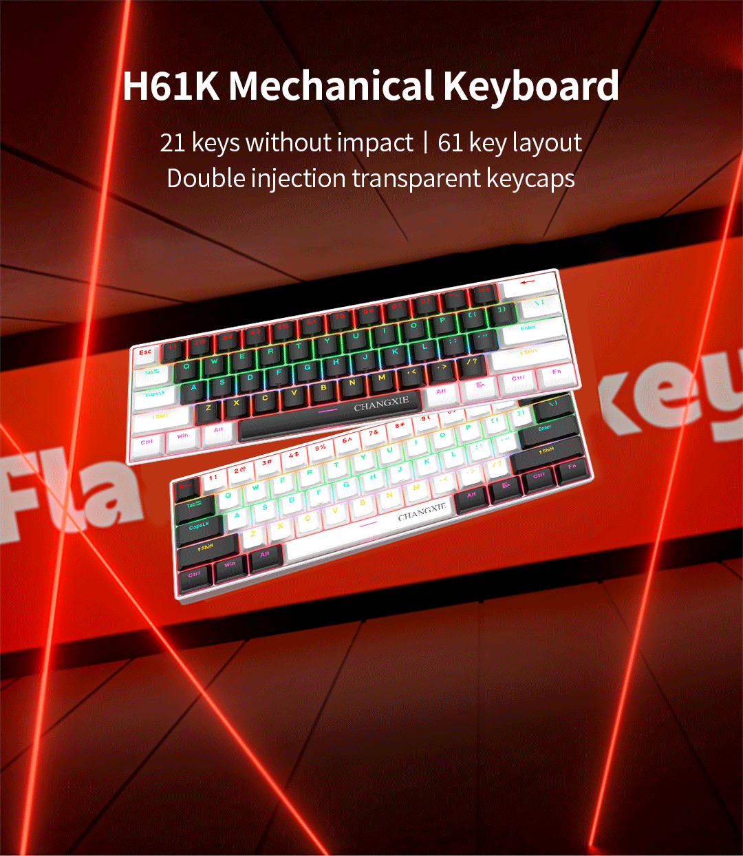 3Life H61K Wired Mechanical Keyboard With Backlighting 61 Keys Layout ...