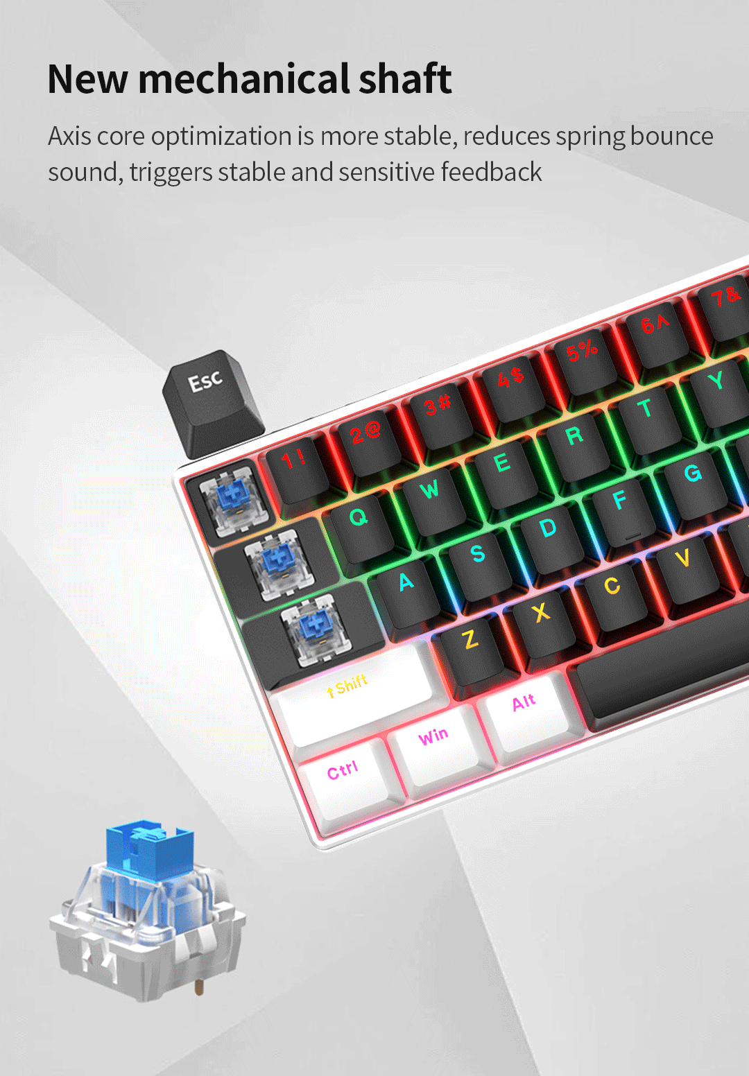 3Life H61K Wired Mechanical Keyboard With Backlighting 61 Keys Layout ...