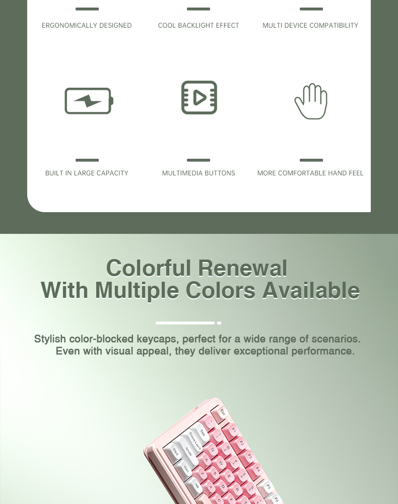 AULA F3099 Membrane Keyboard 99 Keys Tri-mode RGB Multi-function Roller ...