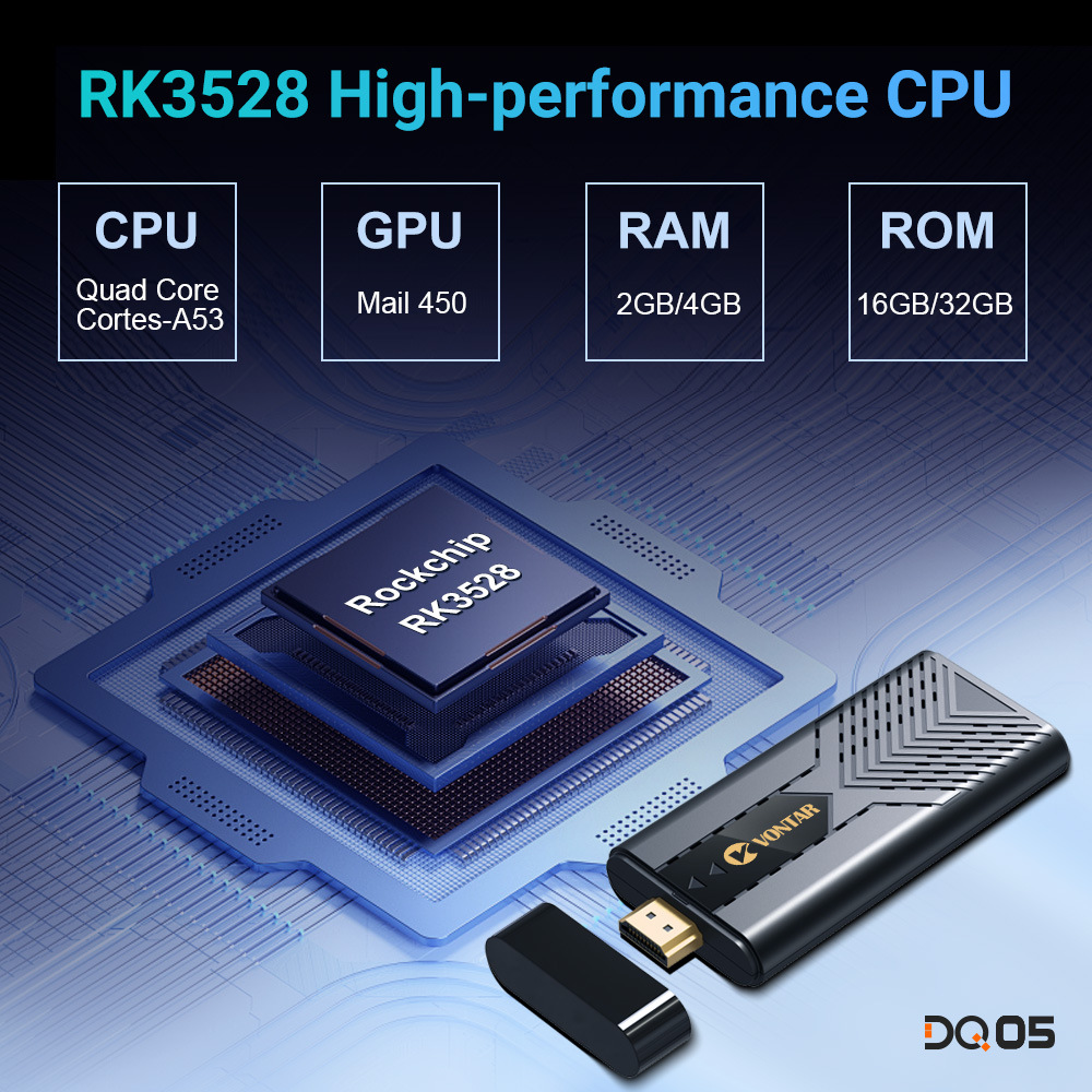 DQ05 4G 32G TV Stick Android13 ATV UI Rockchip RK3528 Quad Core 64bit Cortex A53 Support 8K ...