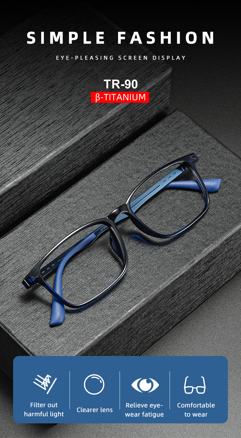 Men's square frame glasses with anti-radiation and photochromic color ...