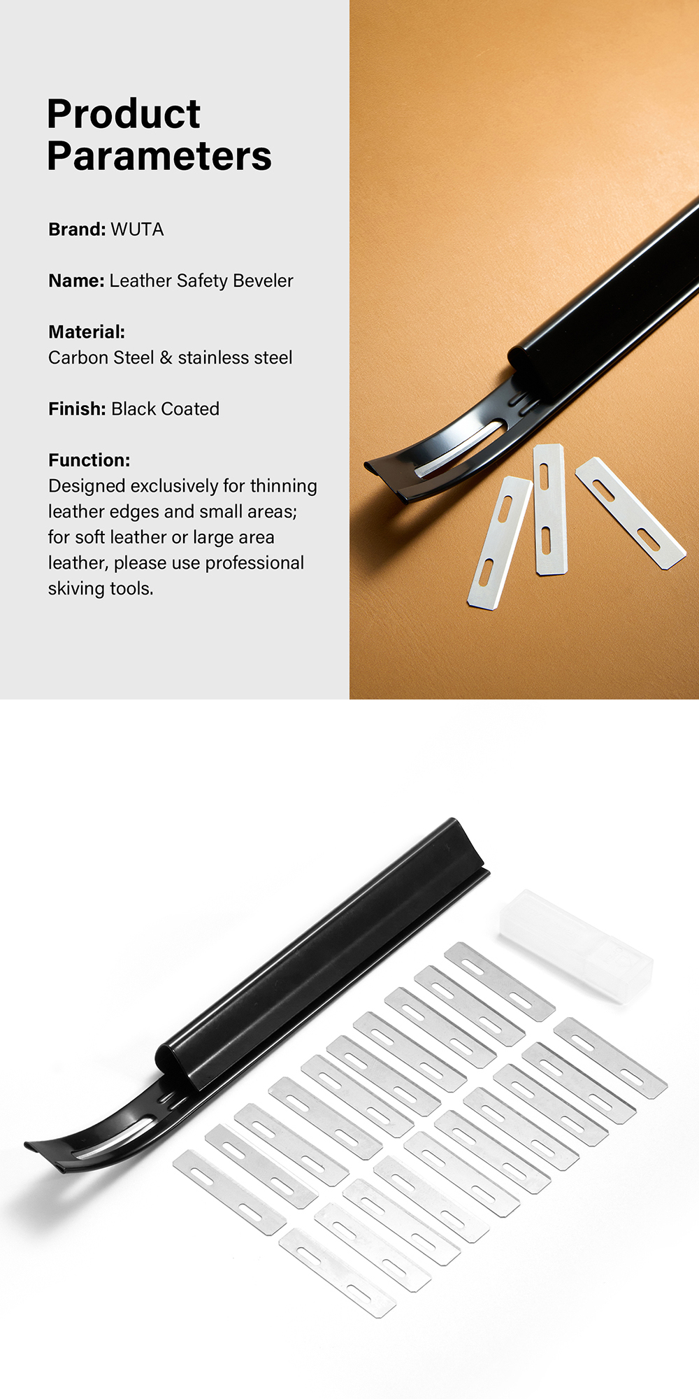 WUTA Leather Safety Beveler Sharp Skiving Knife Slicing Thining Cutting ...