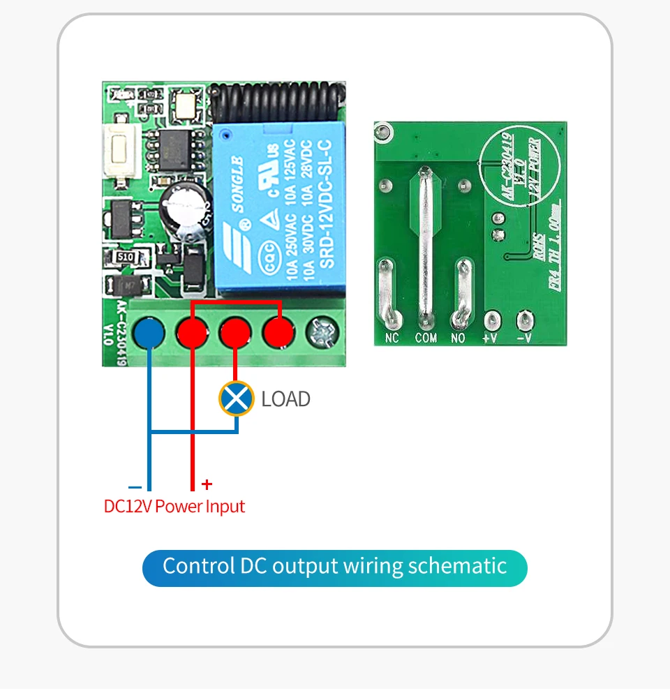 DIY Wireless 433Mhz 12V 1CH Relay Receiver Module For LED Door ...