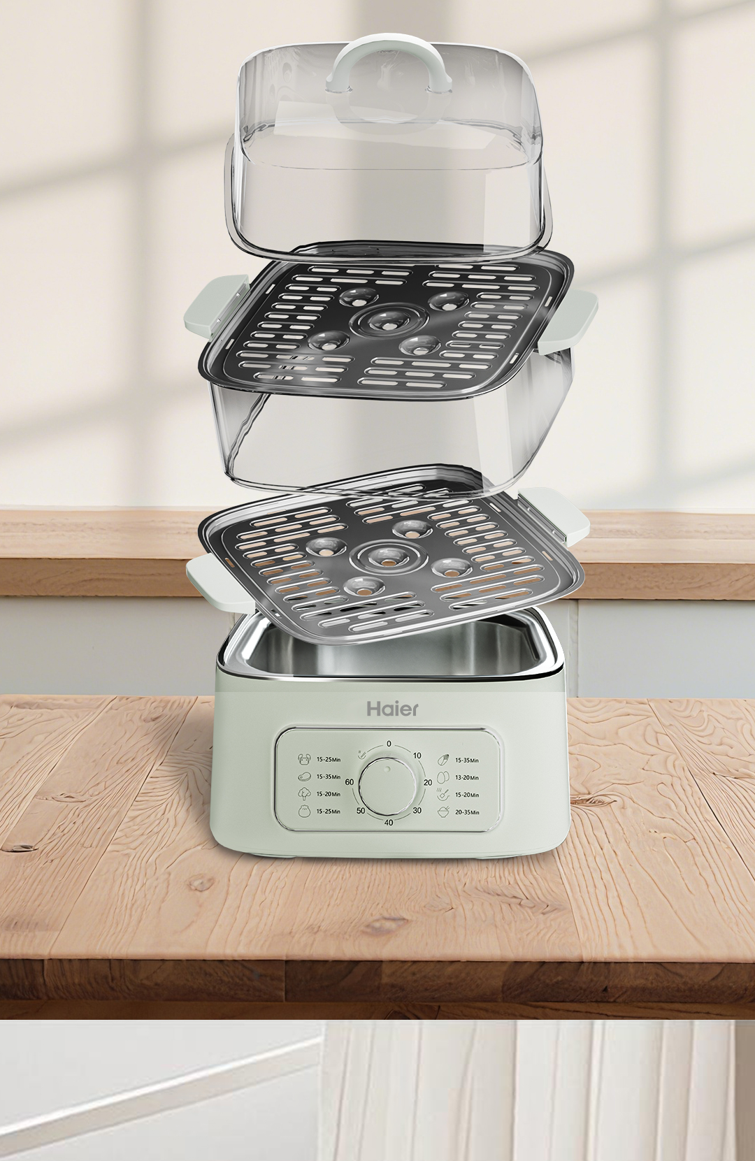 Haier Electric Food Steamer 2in1 Steam and Boil 8 Preset Programs ...