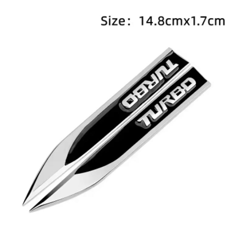 2pcs x 3D Metal Turbo Logo Car Side Fender Blade Emblem Badge Sticker ...