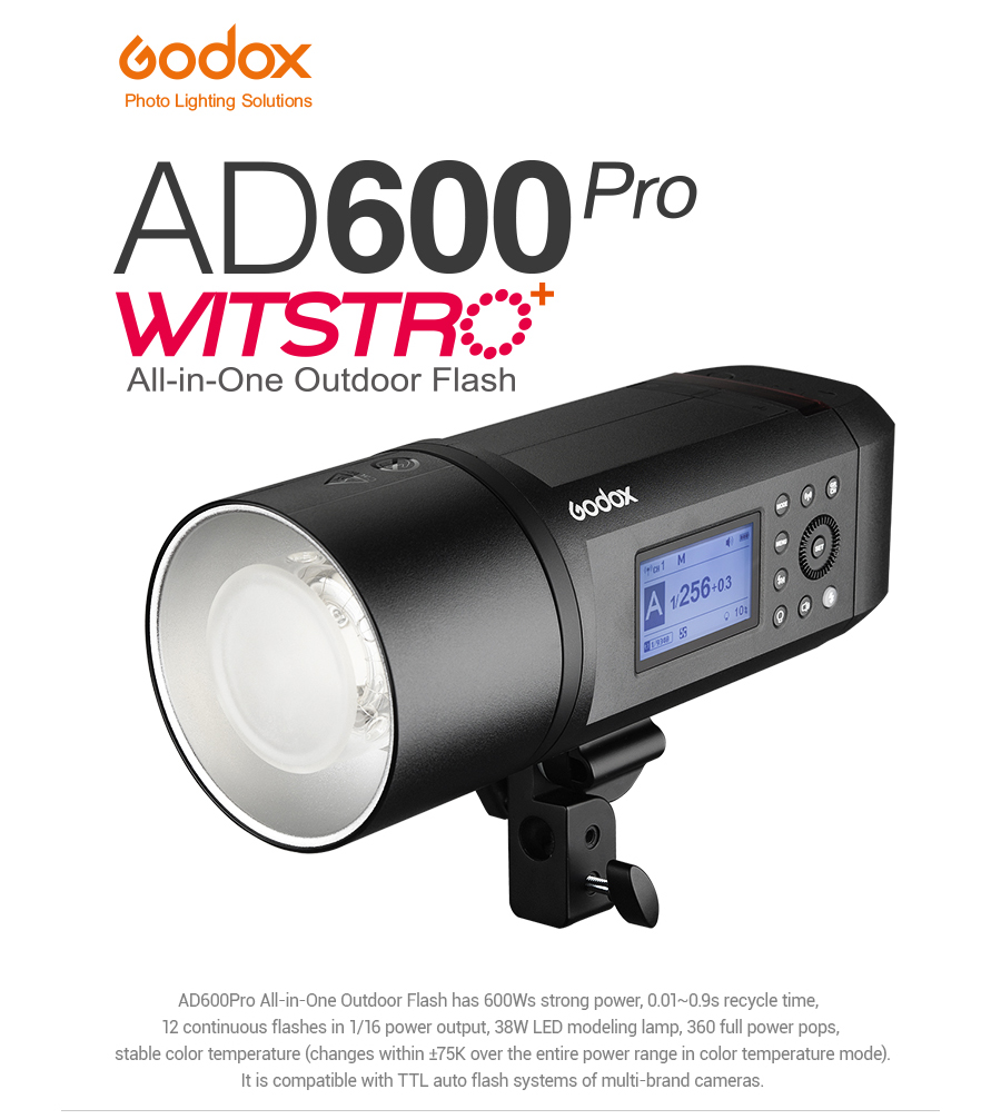 Godox AD600Pro Outdoor Flash 600W AD600 Pro Li-on Battery TTL HSS Built ...