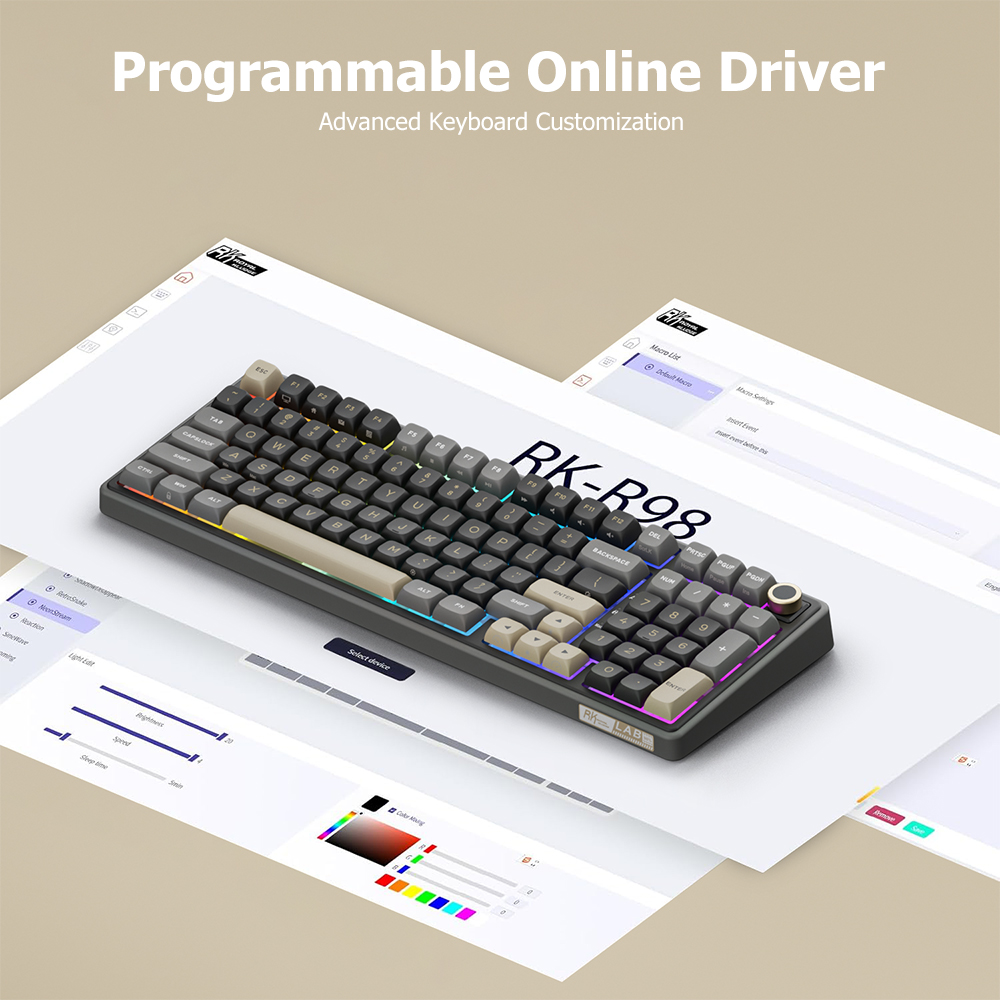 Royal Kludge RK R98Pro Phantom 98 Key RGB Wired With Knob Mechanical ...
