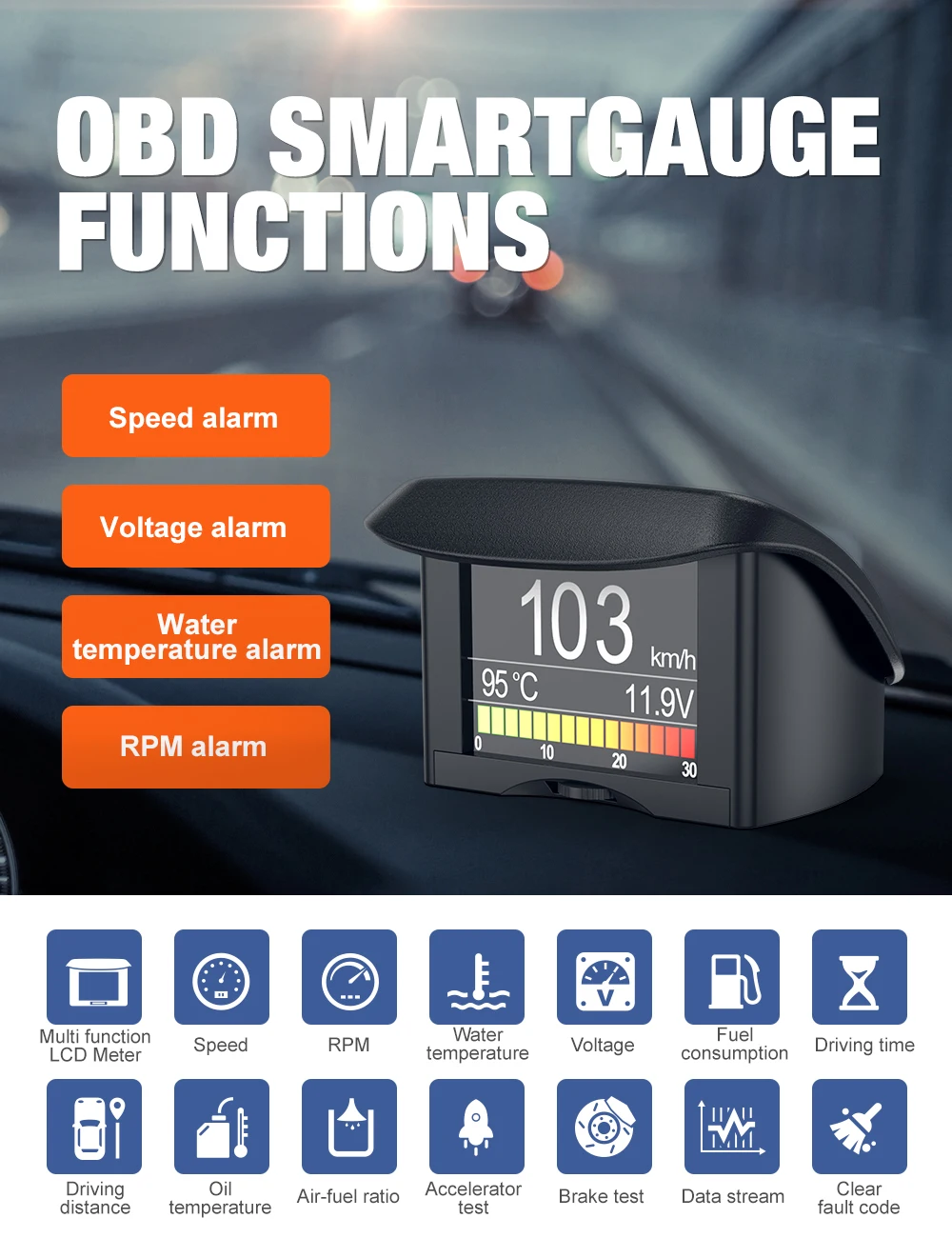 Ancel A202 On-board Computer For Car OBD2 Digital Display Fuel ...