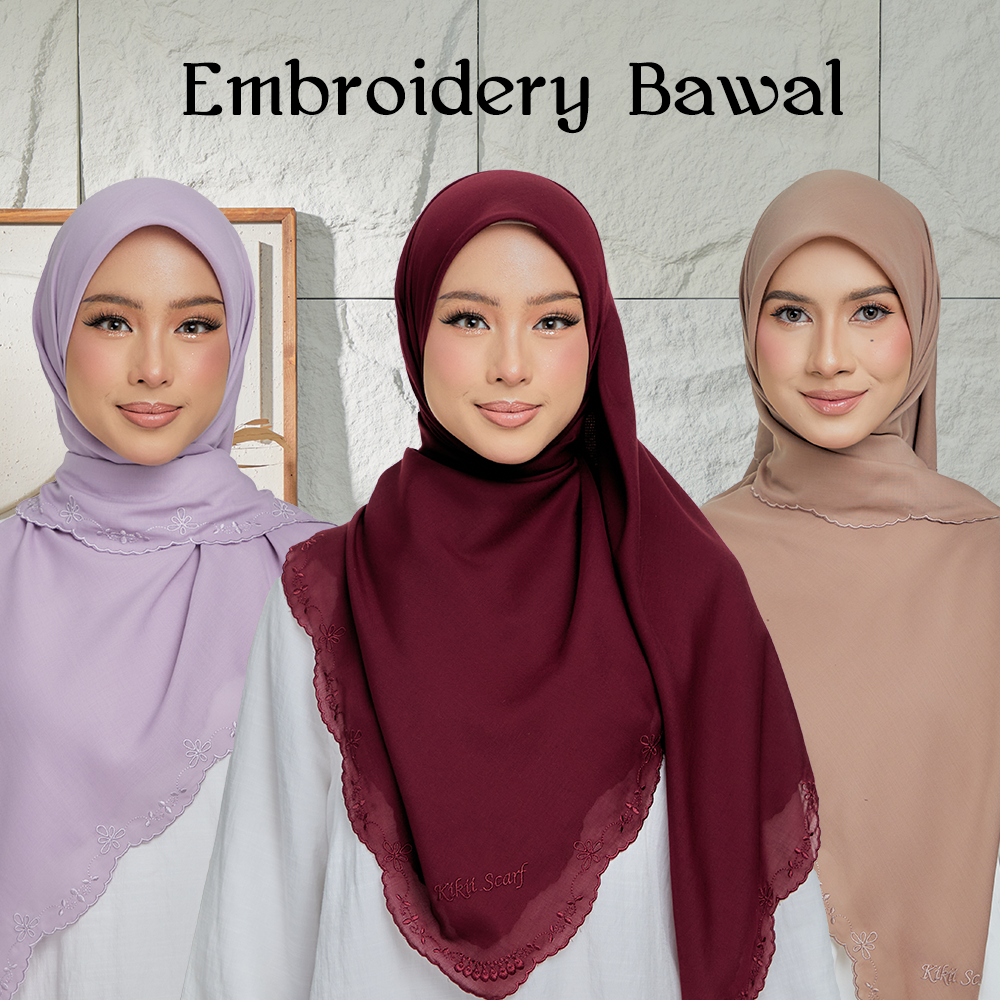 【sulam 3】Tudung bawal Sulam Premium cotton voile by KIKIISCARF bidang50 ...