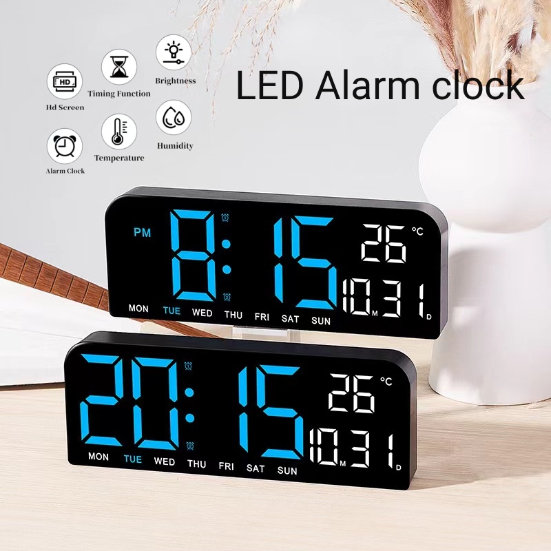 LED Digital Wall Clock Large Display Alarm Clock for Living Room LED ...