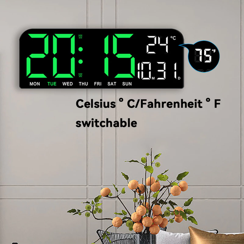 LED Digital Wall Clock Large Display Alarm Clock for Living Room LED ...