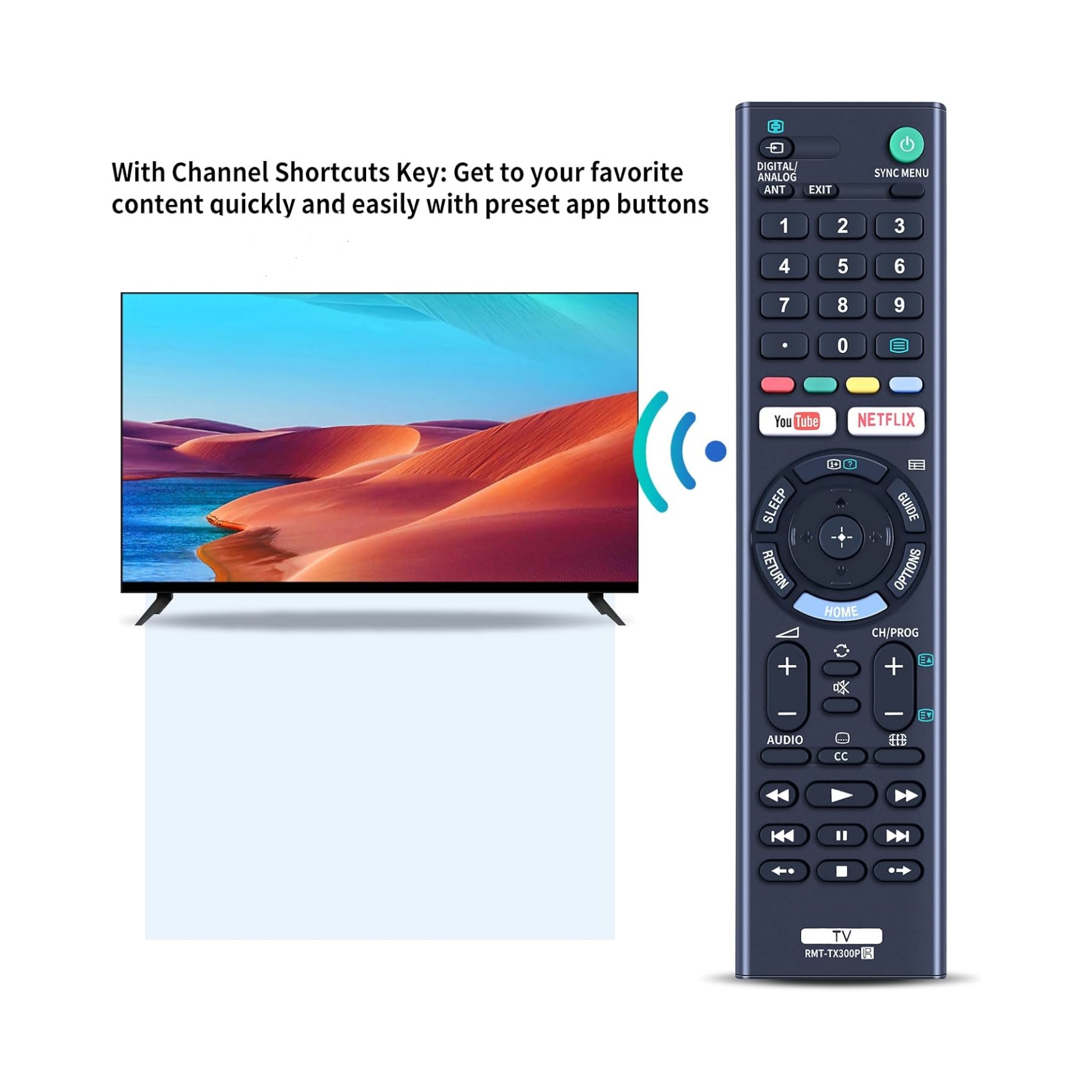 Replaced Universal Remote for TV Sony BRAVIA 4K Smart TVs RMT-TX300P ...