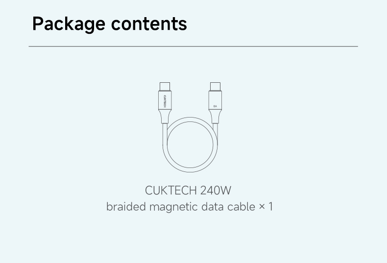 CUKTECH 240W 6A Braided Magnetic Cable Type-C to Type-C Fast Charging ...