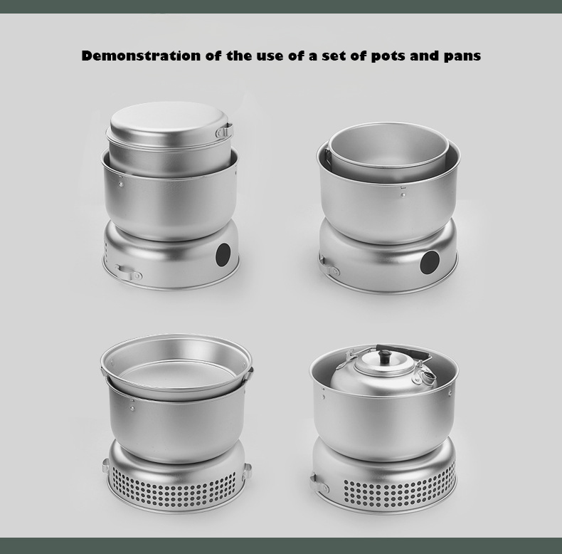 10PCS Set Aluminum Pot and Pan Set Camping Windproof Frying Pans Hiking ...