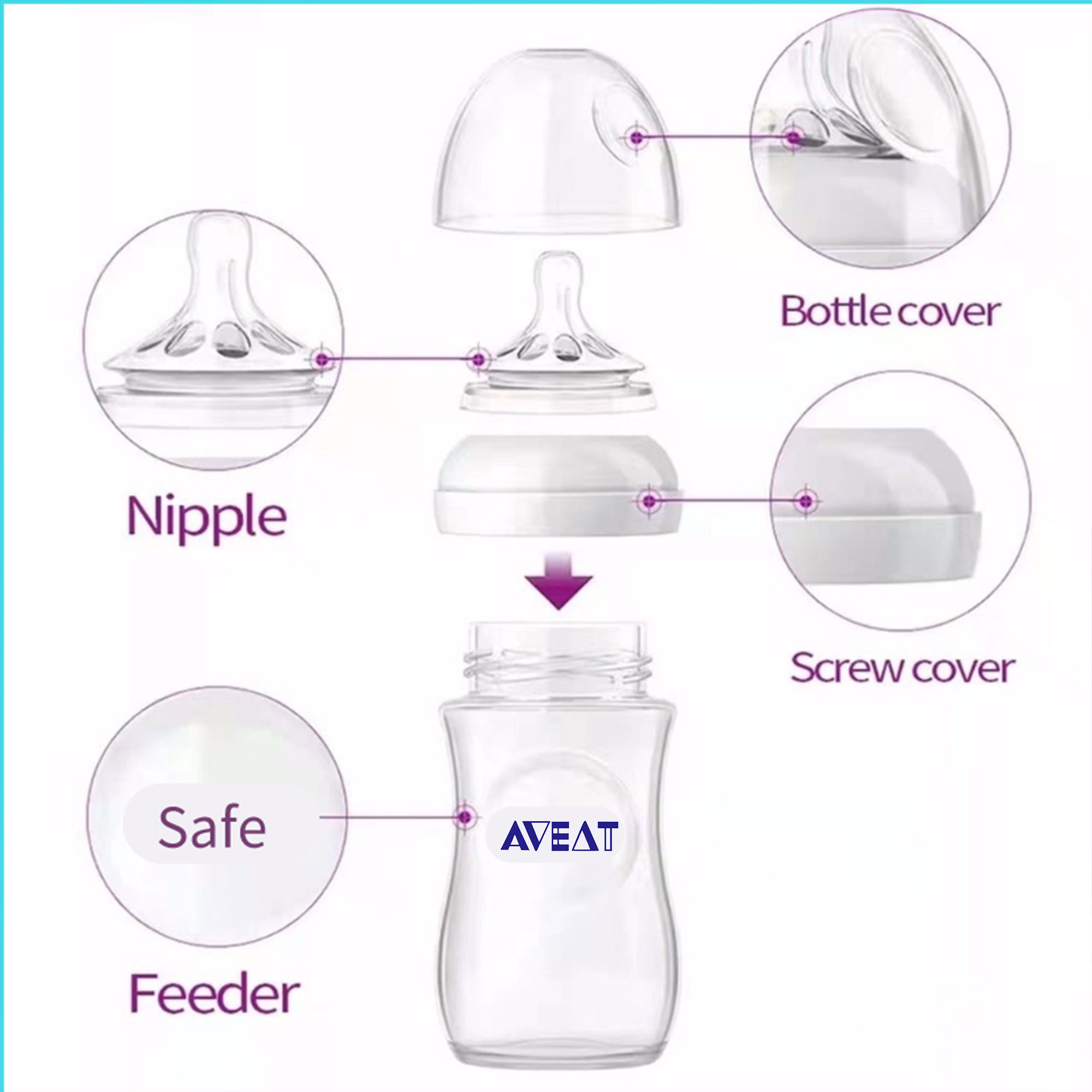 Baby feeding bottle, petal silicone pacifier, drop resistance and high ...