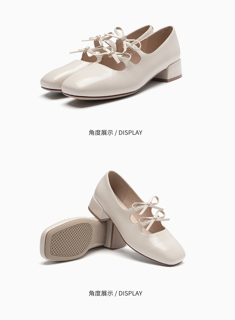 DUSTO Chunky Heel Mary Jane Shoes with Bow Knot - 3.1cm Mid-Heel ...