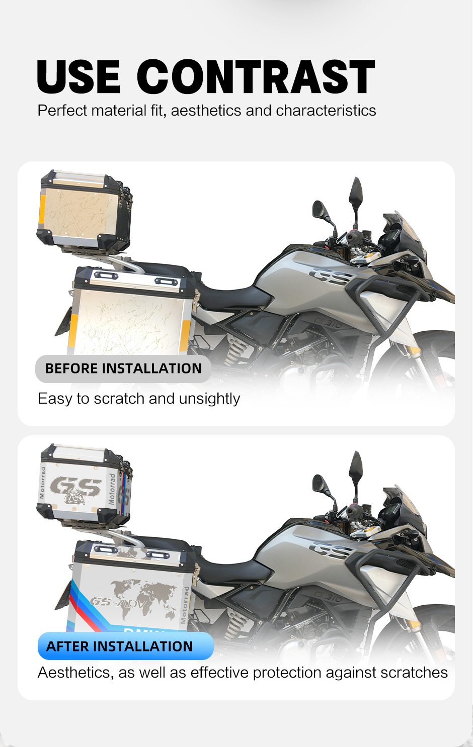 Motorcycle Aluminum Box Trunk Anti-Scratch Stickers Fits for BMW F750GS ...