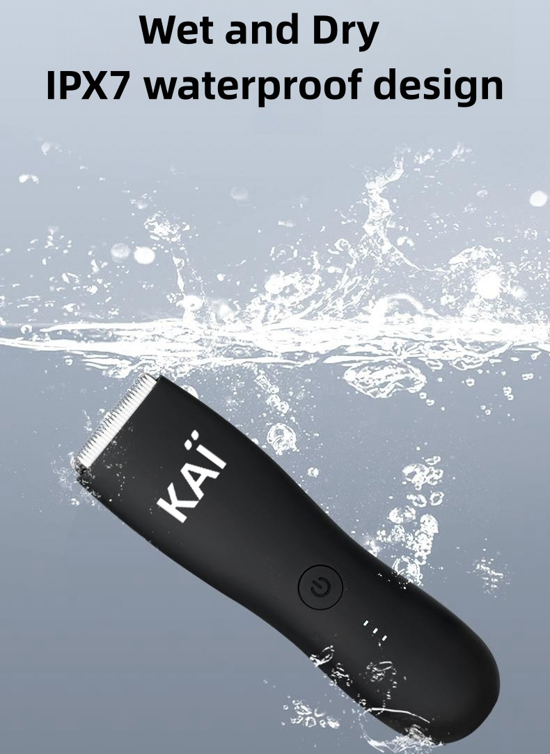 KAI waterproof electric body hair trimmer private armpit pubic hair men ...