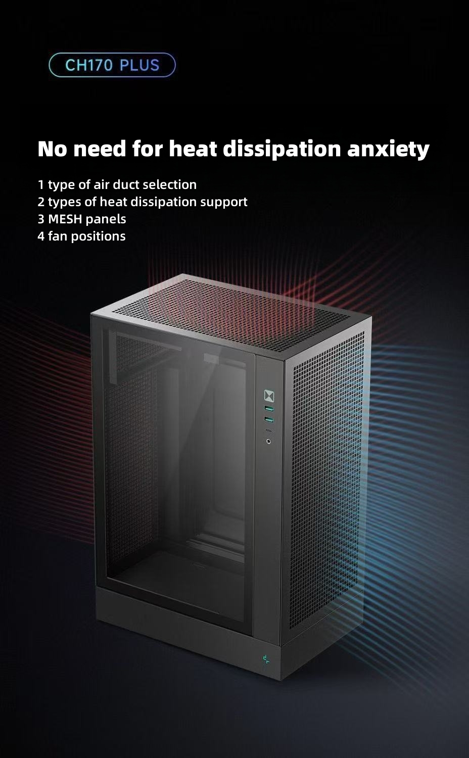 DEEPCOOL CH170 PLUS MATX Vertical Chassis Supports 240 Water Cooling ...