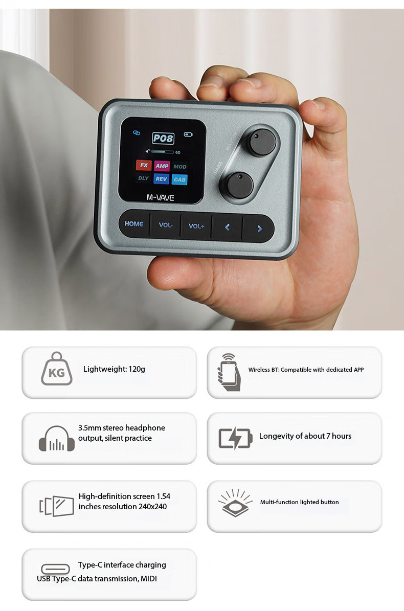 M-VAVE Pocket AMP Electric guitar Pocket Portable Synthesizer Wireless ...