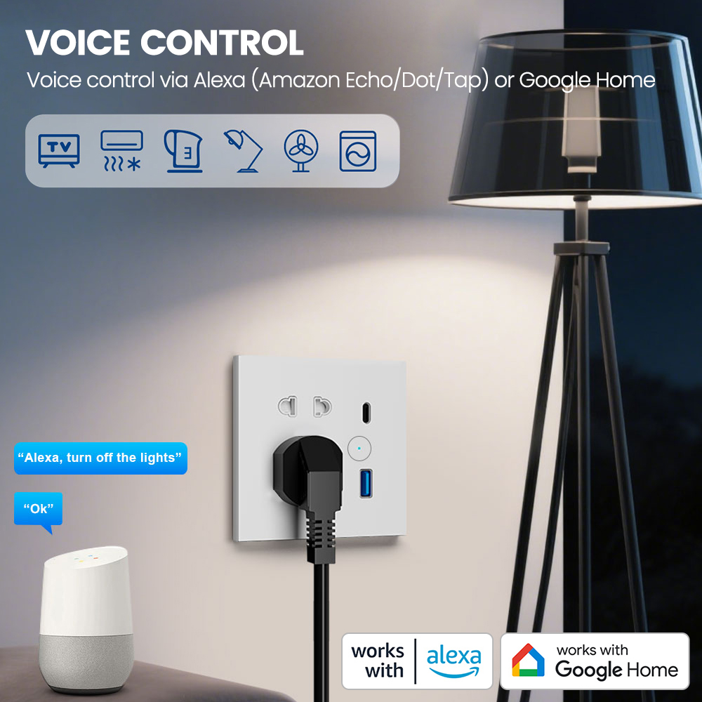 SMATRUL Smart Socket WiFi Wall Touch Switch Remote Tuya Control USB ...