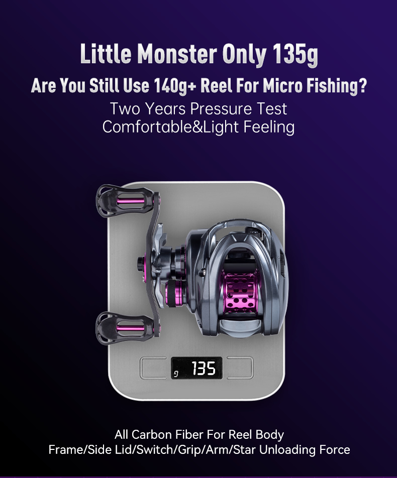 Kingdom MICRO MONSTER Casting Fishing Reel 135g 7.1:1/8.1:1 Gear Ratio ...