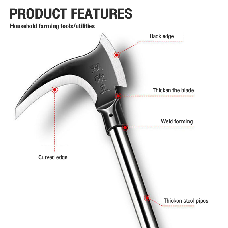 100CM Long Handle Sickle High Manganese Steel Lawn Mower And Tree ...