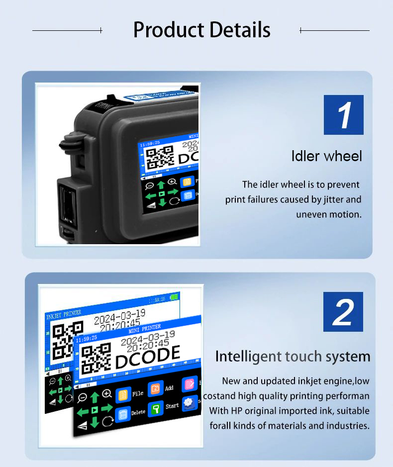 12.7mm Portable Mini Handheld Thermal Inkjet Printer Handy Text QR ...