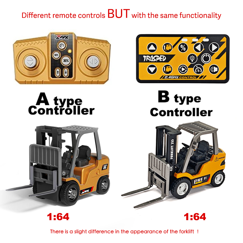 1:64 MINI RC Alloy Forklift Desktop Remote Control Engineering Vehicle ...