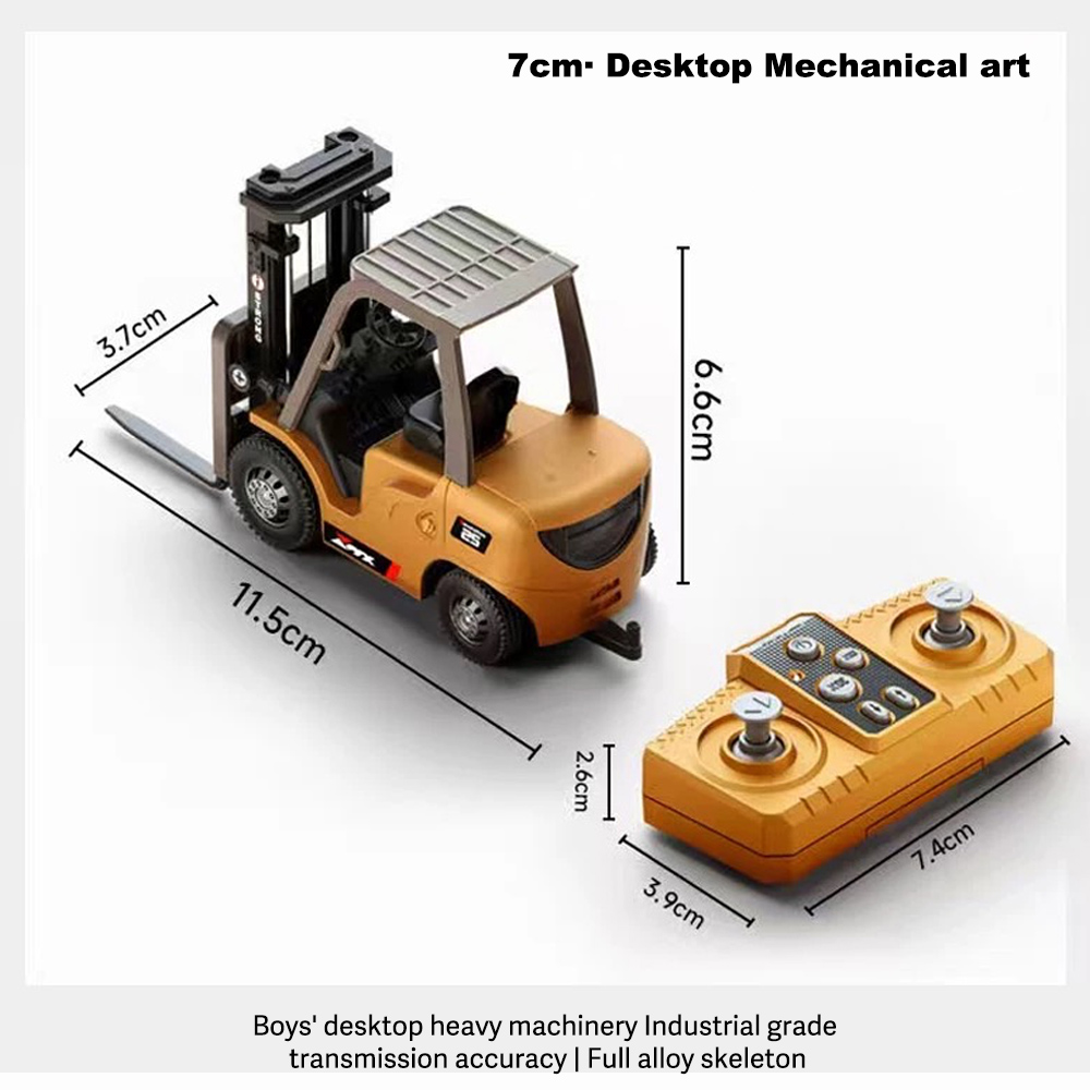 1:64 MINI RC Alloy Forklift Desktop Remote Control Engineering Vehicle ...