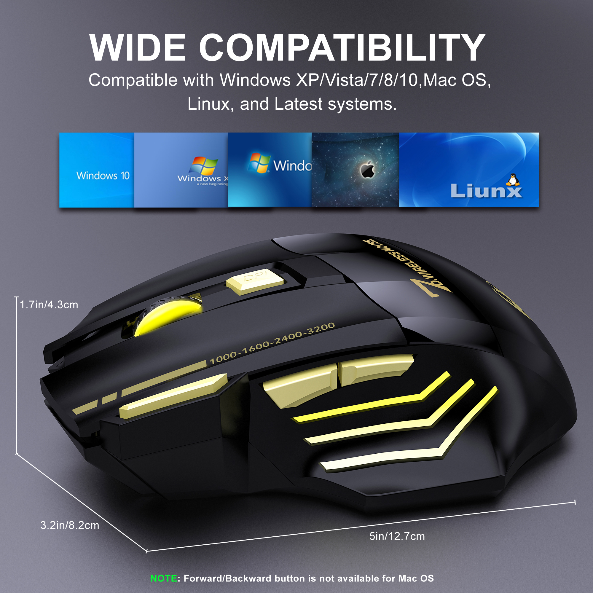 7D Wireless Gaming Mouse RGB Lighting 4 DPI Levels Esports + 500 Cycles ...